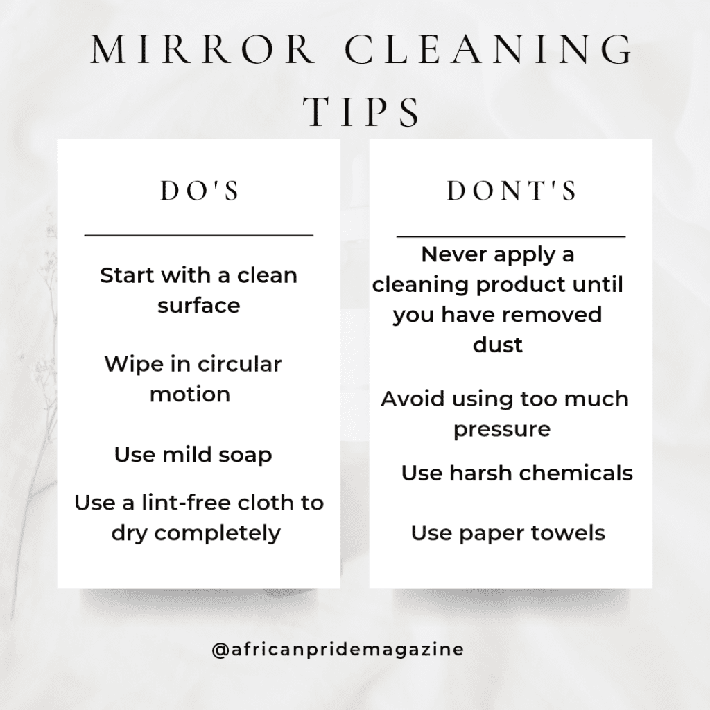 Dos and Don'ts of Cleaning Your Mirror - African Pride Magazine